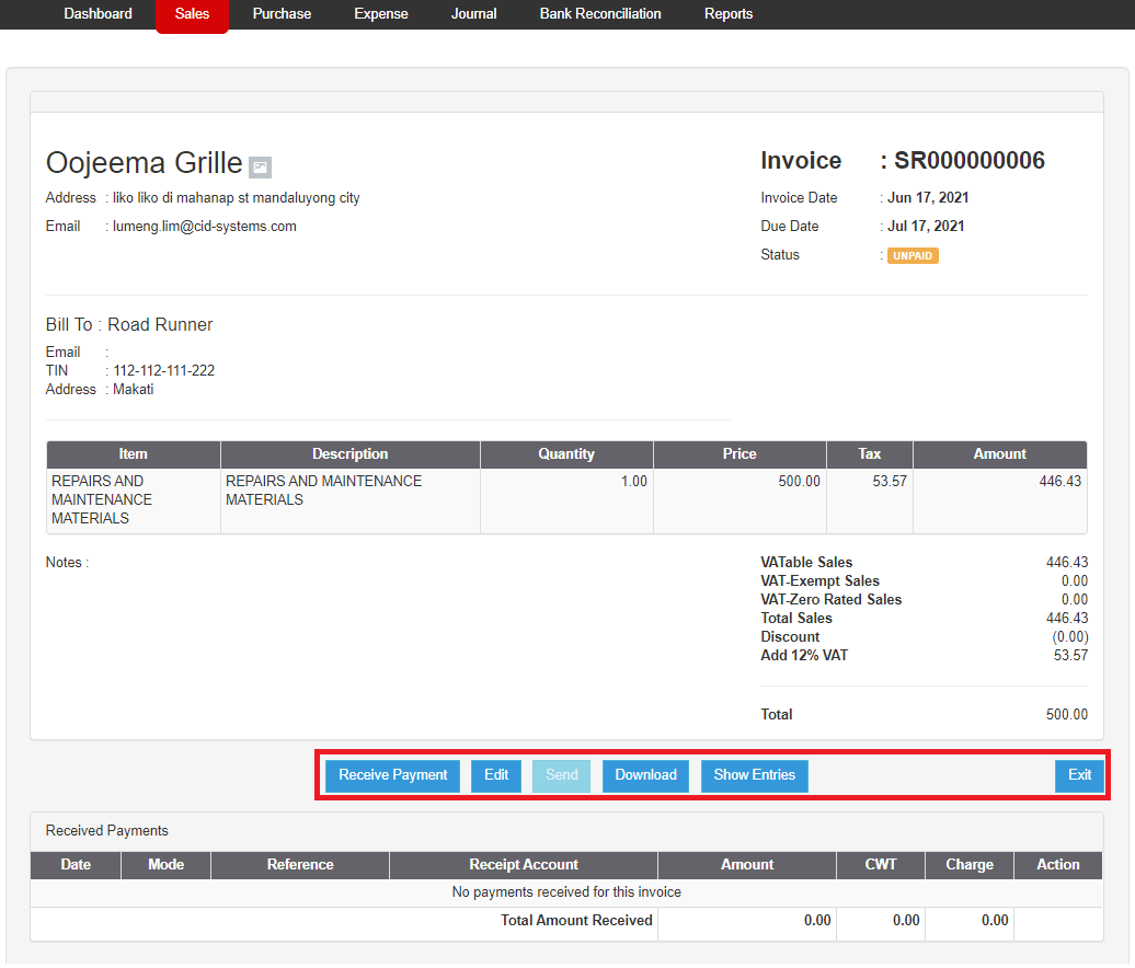 File:Pro Service Invoice (View) - Step 03.png - Documentation Home