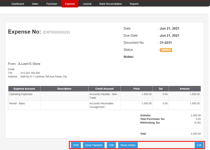 File:Pro Expense Module (View) - Step 03.png - Documentation Home