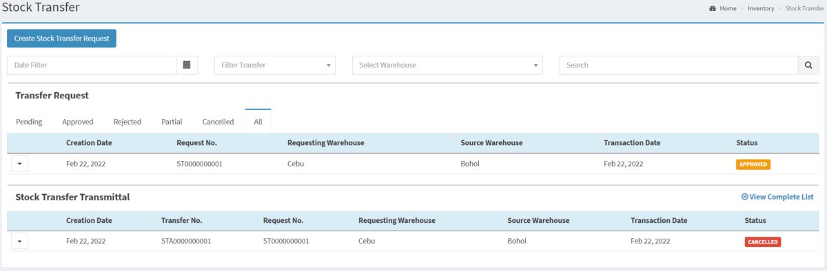 File:Inventory - Stock Transfer - Record List.png - Documentation Home